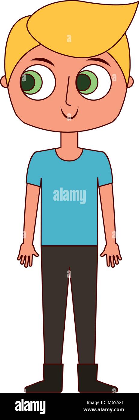 cartoon little boy is standing character vector illustration Stock ...