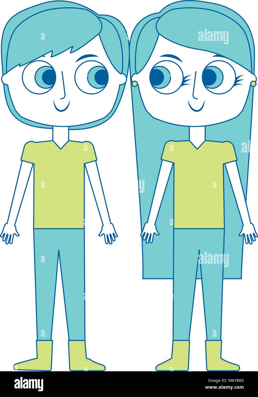 brother and sister happy children cartoon vector illustration green ...