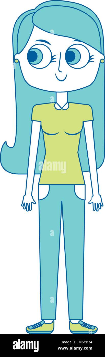 cartoon beauty mother standing character vector illustration green ...
