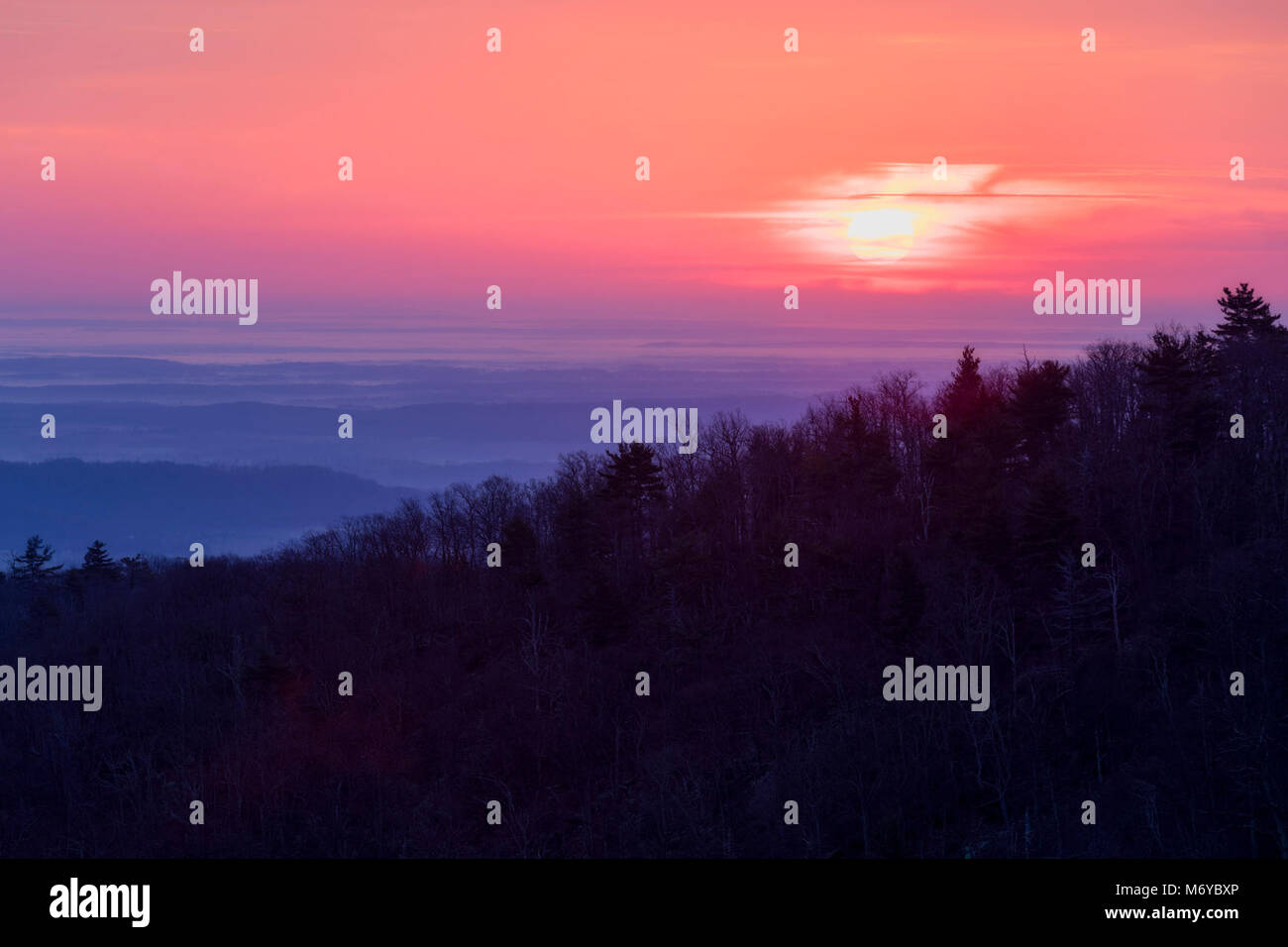 Sunrise from the Blue Ridge . A colorful beginning of the day captured ...