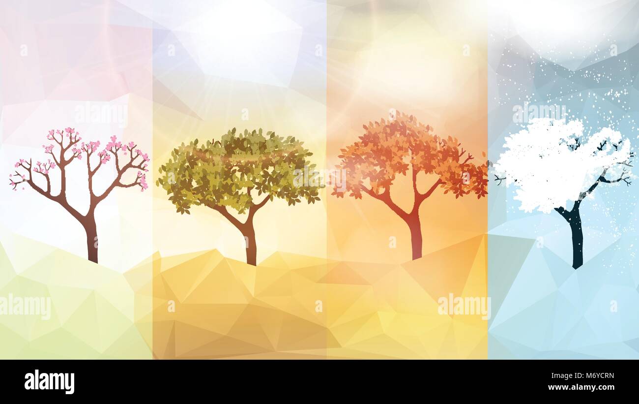 Four Seasons Banners with Abstract Trees - Vector Illustration Stock ...