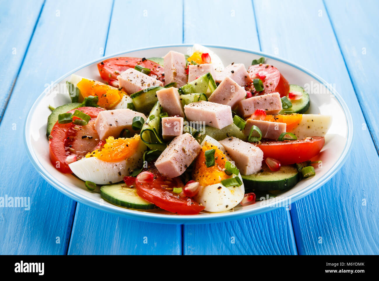 Ham, boiled eggs and vegetables Stock Photo - Alamy