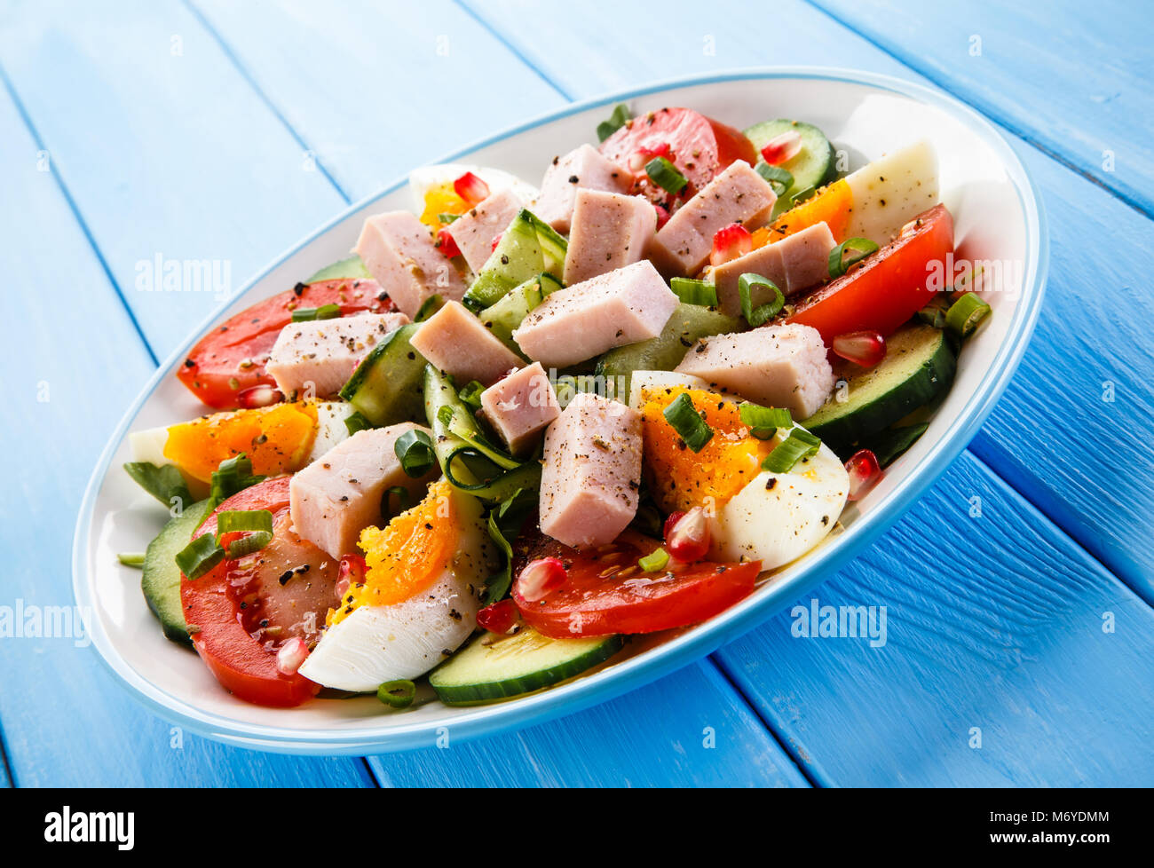 Ham, boiled eggs and vegetables Stock Photo - Alamy