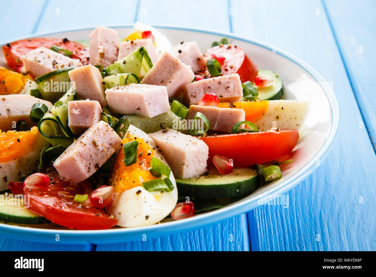 Ham, boiled eggs and vegetables Stock Photo - Alamy