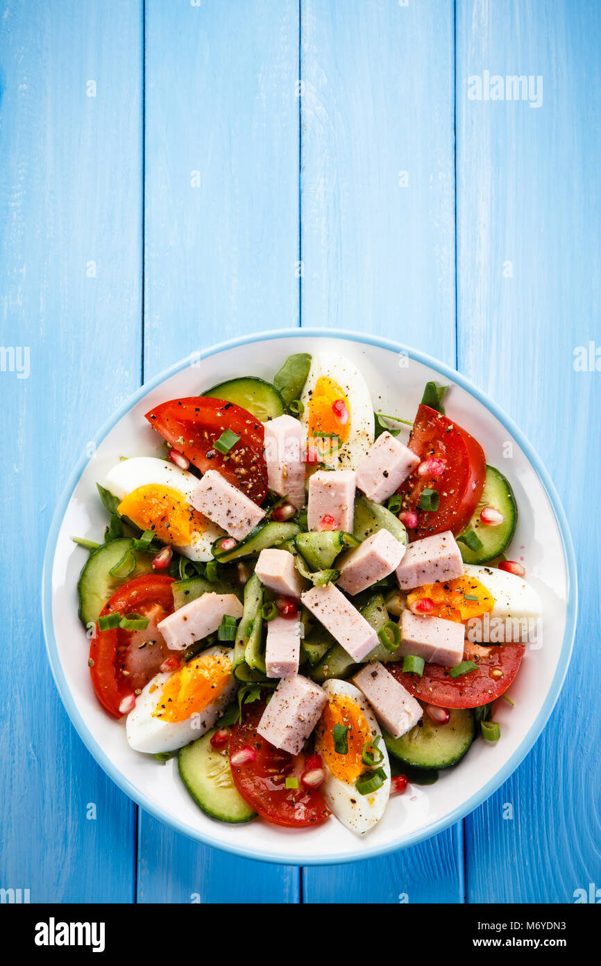 Ham, boiled eggs and vegetables Stock Photo - Alamy
