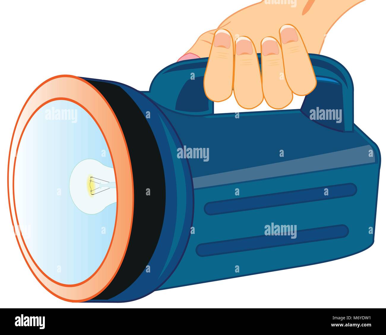 Powerful flash-light in hand Stock Vector Image & Art - Alamy