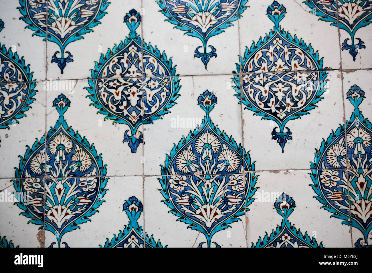 Ottoman ancient Handmade Turkish Tiles with floral patterns Stock Photo ...