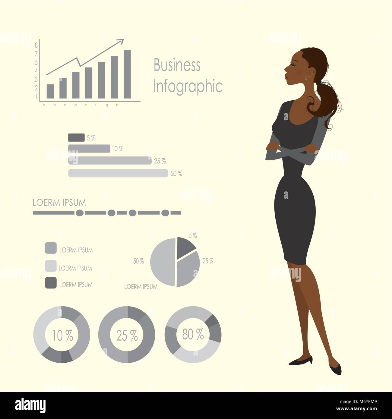 Beauty african american business woman and infographics template,stock ...
