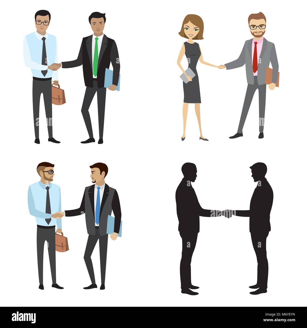 business people handshake collection, isolated om white background ...
