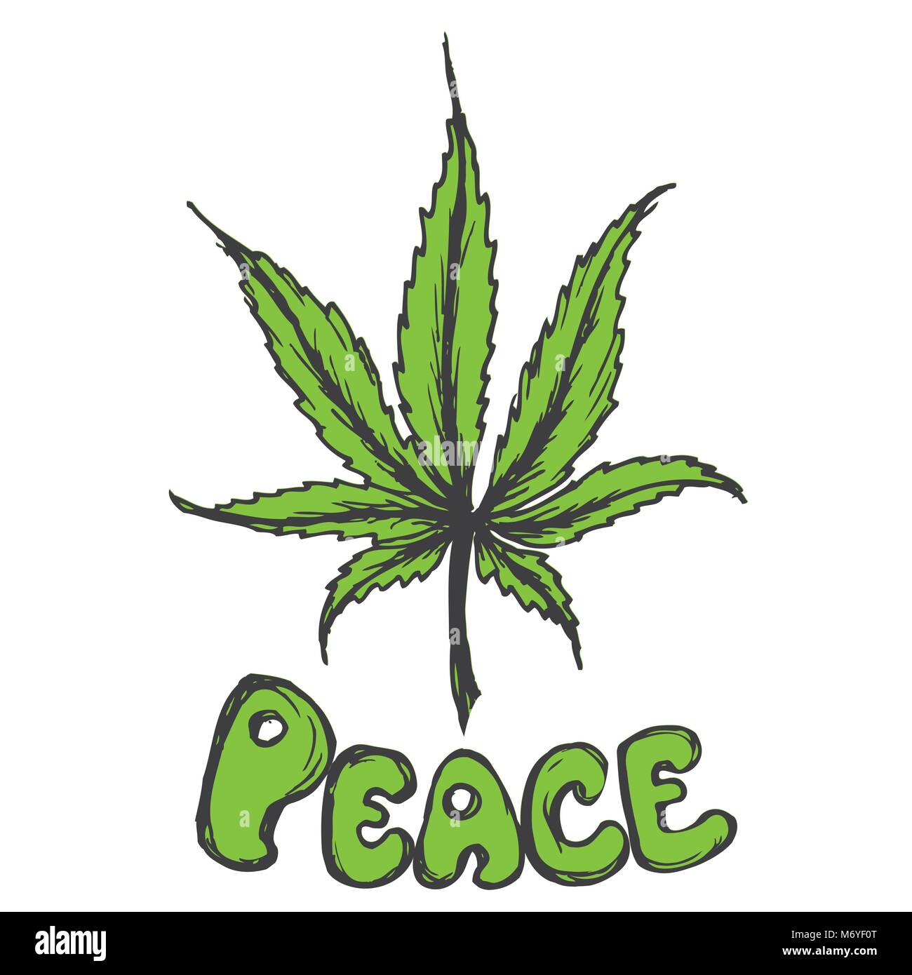 Hand drawn cannabis leaf Stock Vector Images - Alamy