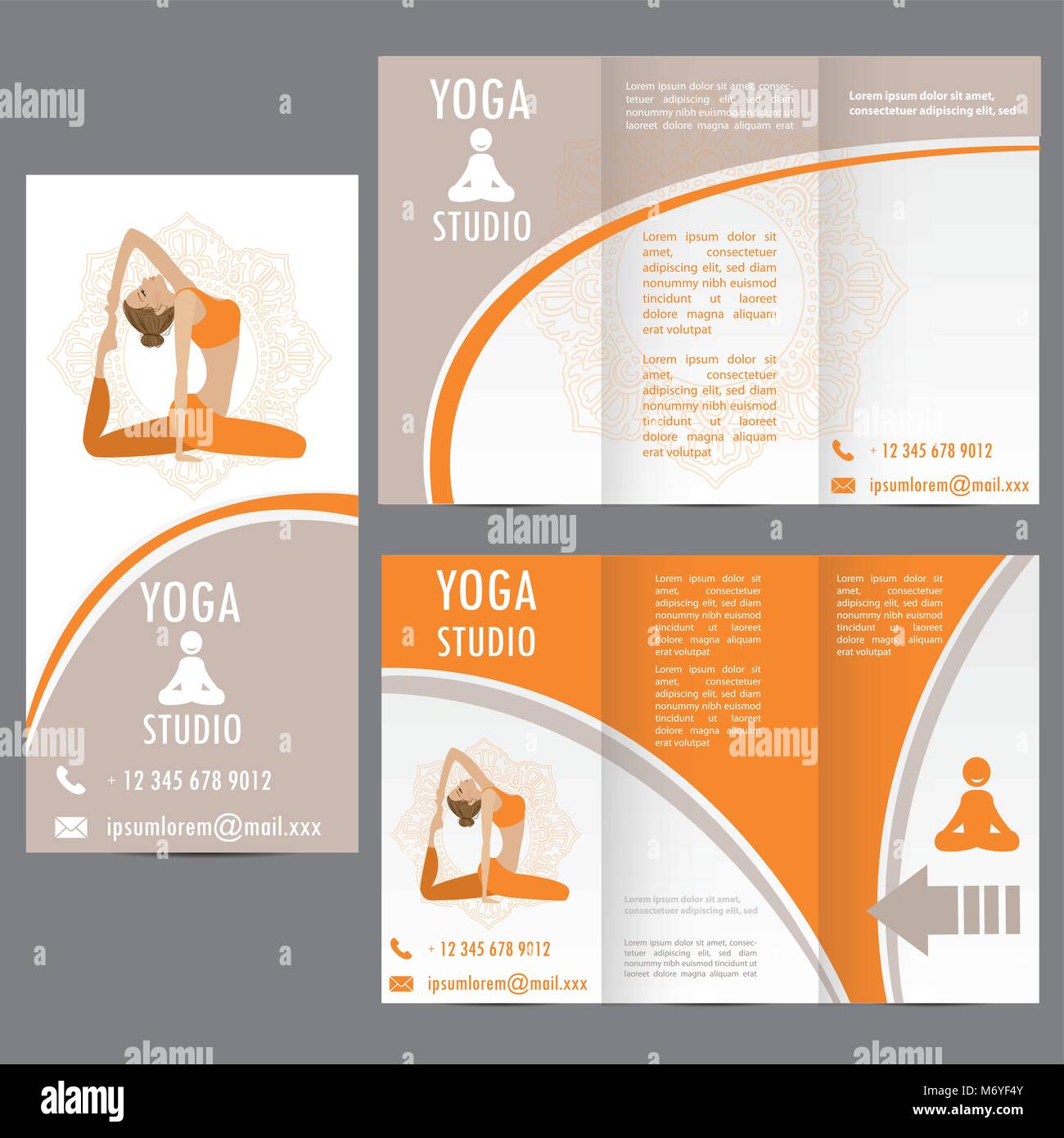 cards for Woman yoga studio , banner or brochure template , vector ...