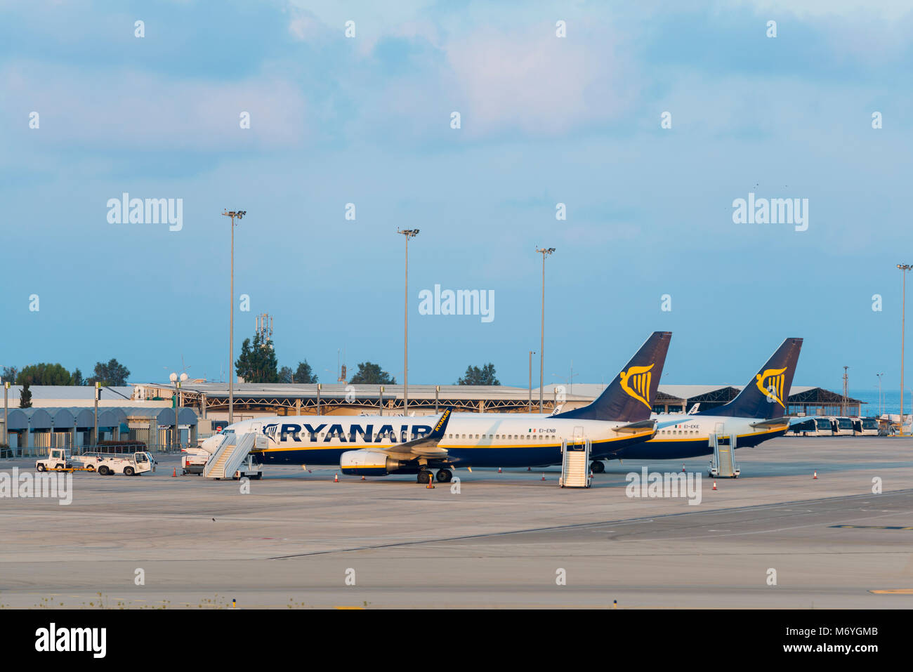 Ryanair Boeing 737 planes at Paphos International Airport Stock Photo ...