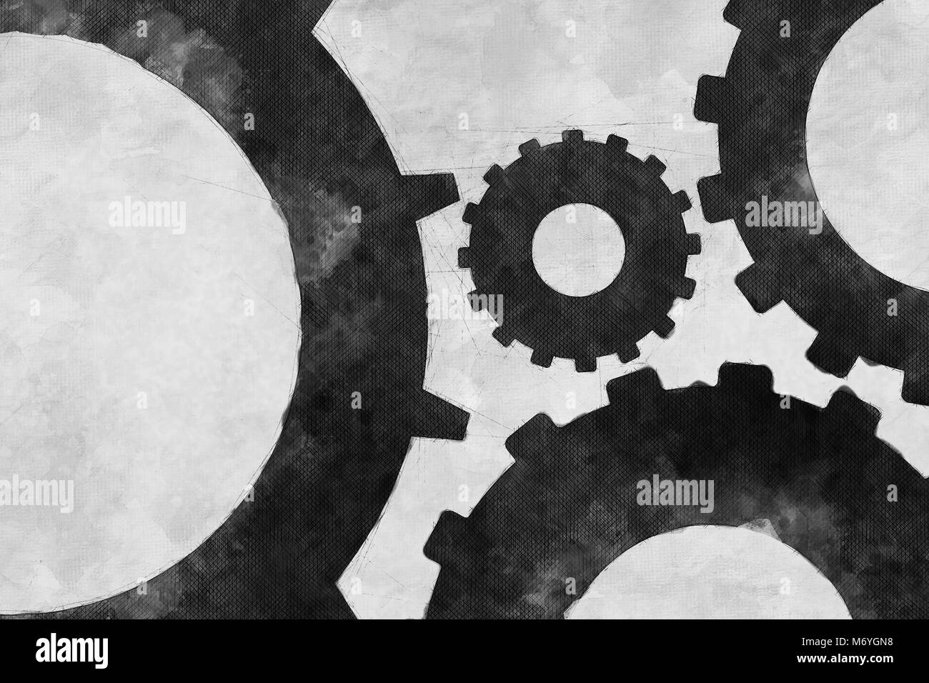Mechanical drawing with cogs hi-res stock photography and images - Alamy