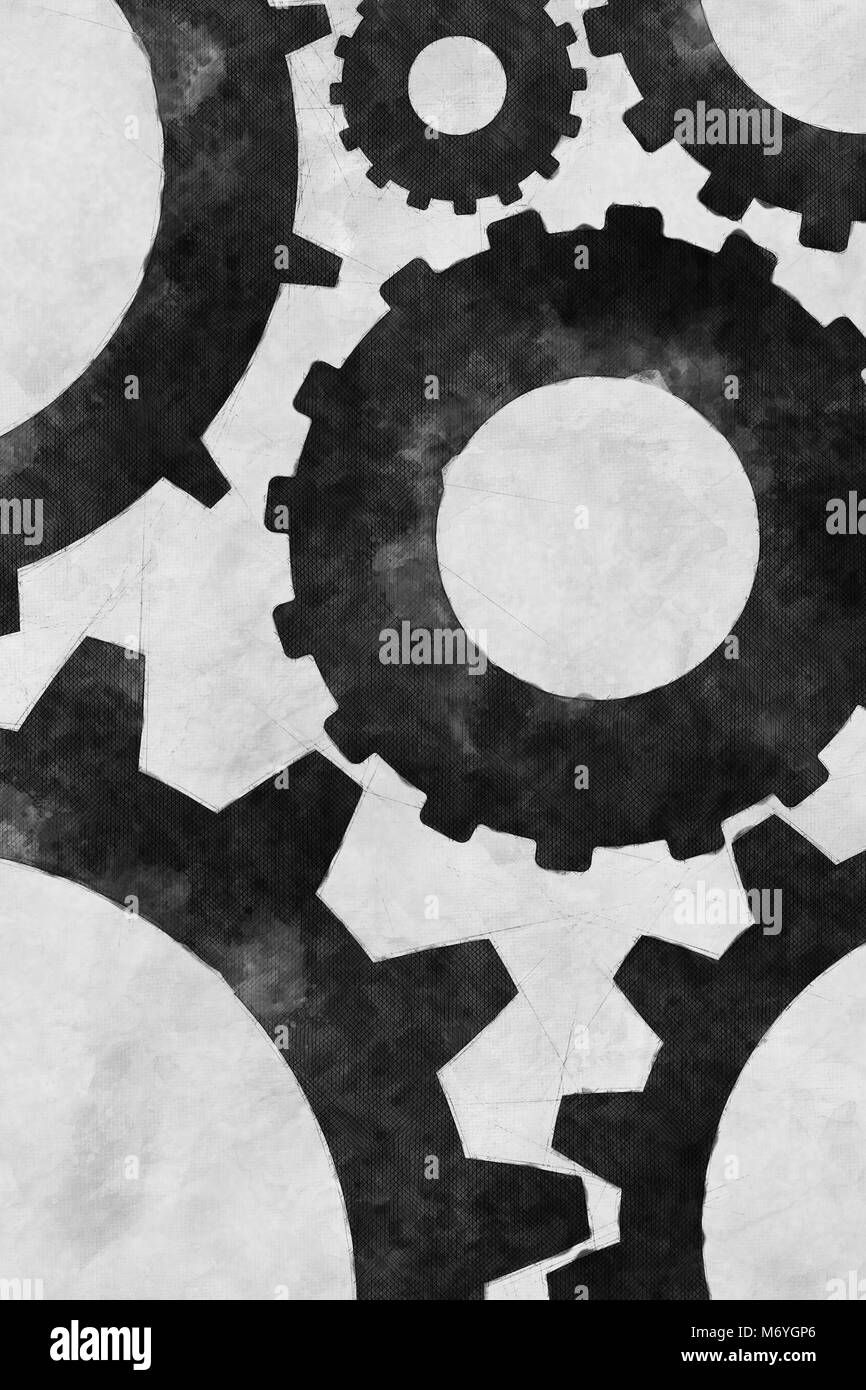 Mechanical drawing with cogs hi-res stock photography and images - Alamy