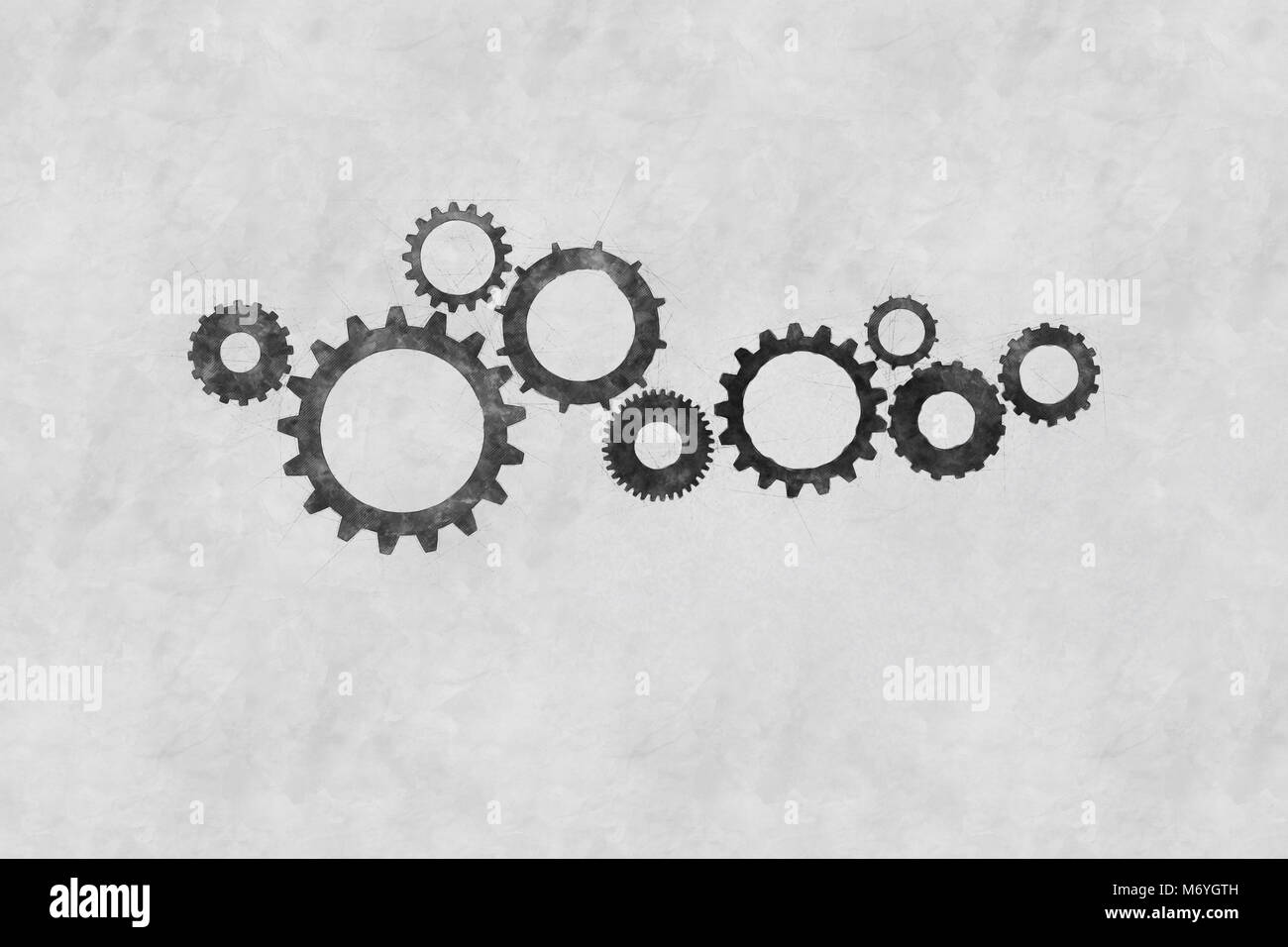 Mechanical drawing with cogs hi-res stock photography and images - Alamy