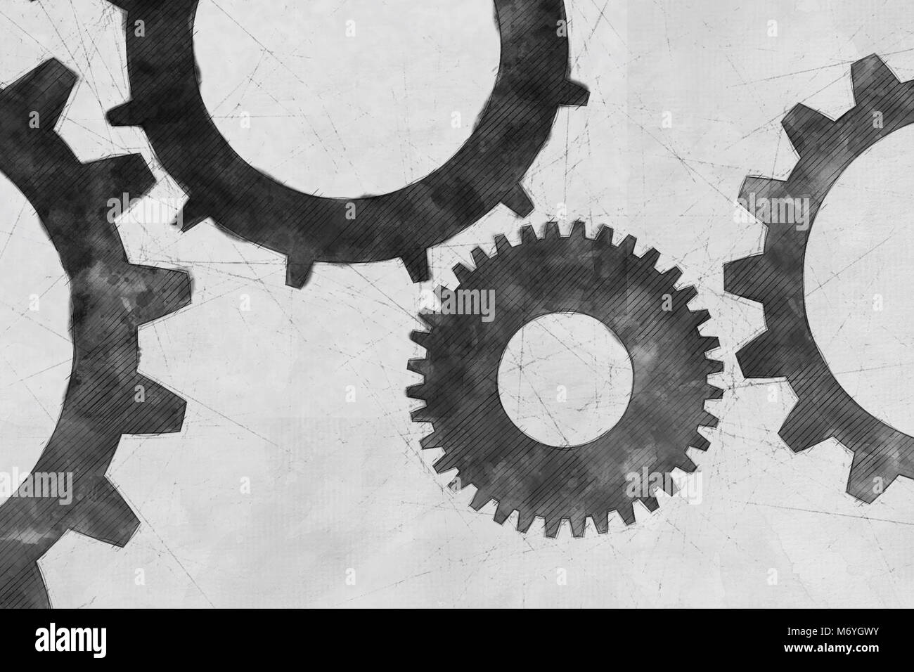 Mechanical Drawing With Cogs High Resolution Stock Photography and ...