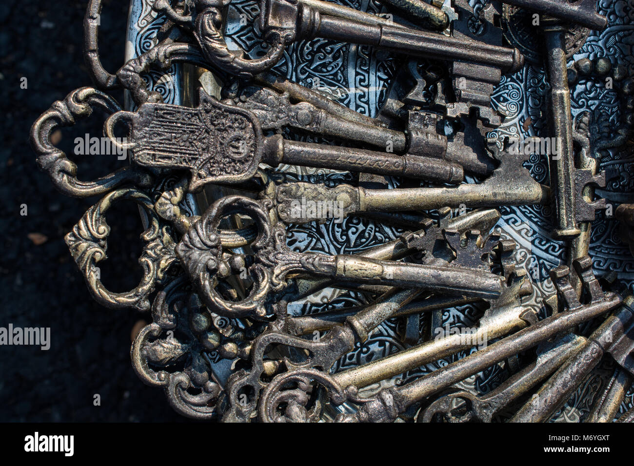 Retro styled color decorativel key made of metal Stock Photo - Alamy