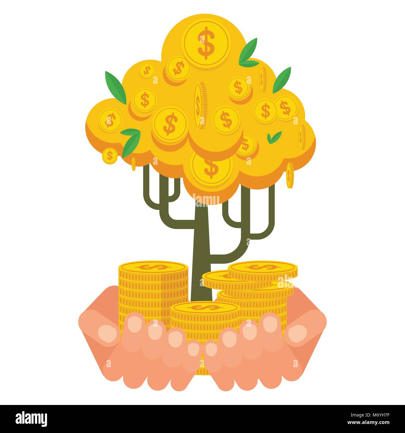 Golden dollar coin growing Stock Vector Images - Alamy