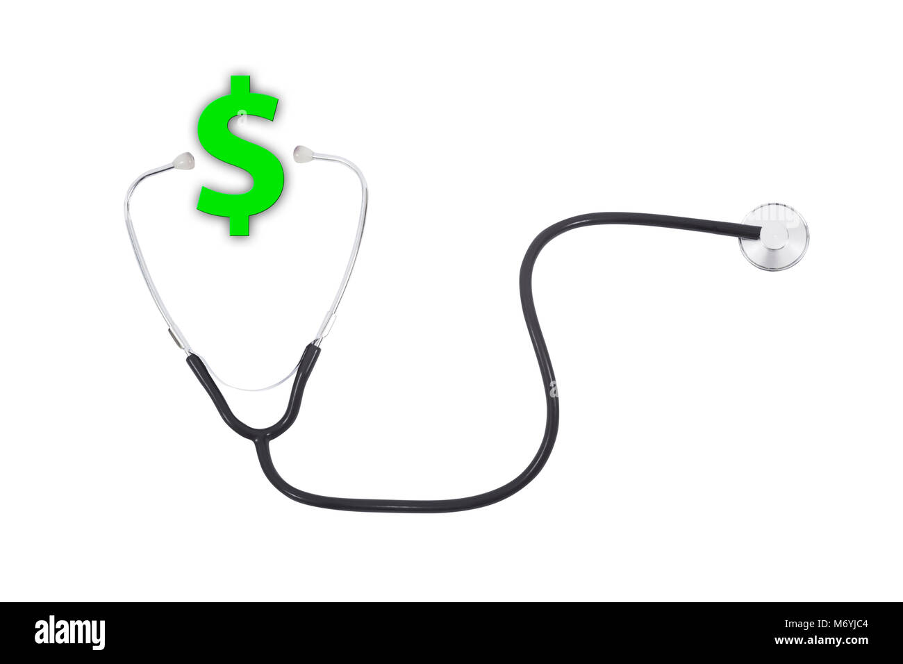medical stethoscope and dollar sign concept of money investment and ...