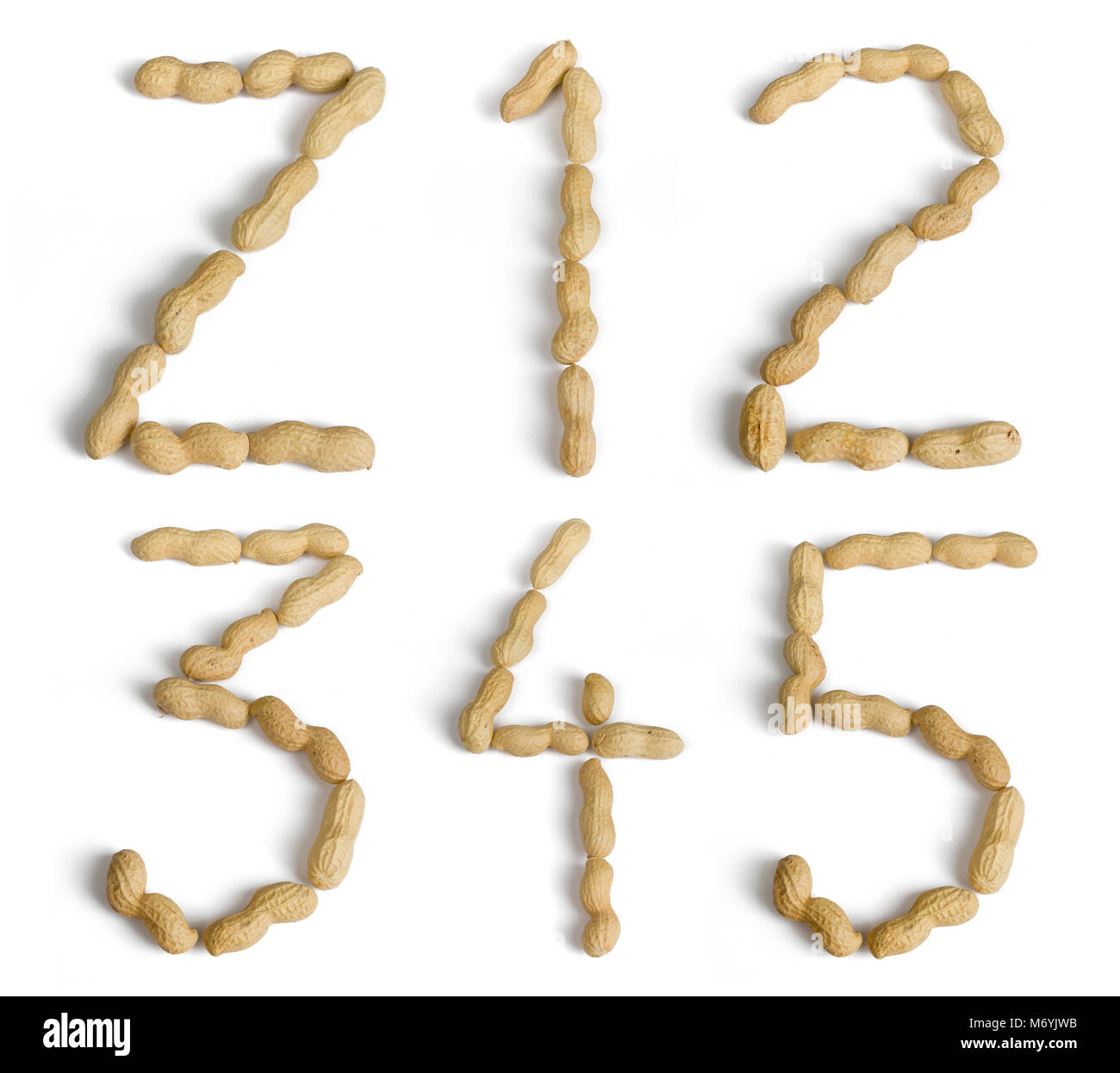 Letters, numbers and other symbols made of peanuts Stock Photo - Alamy
