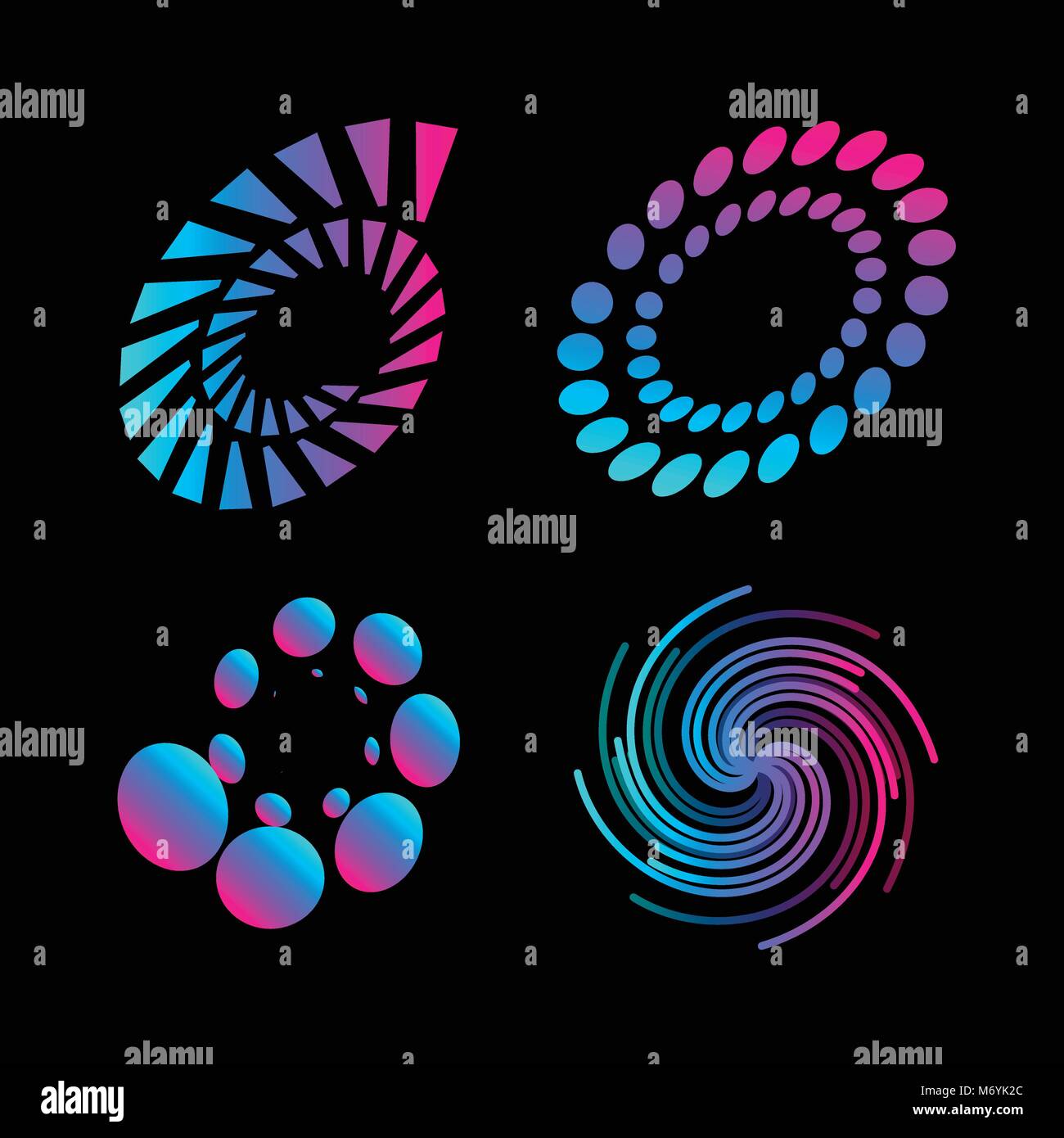 Tornado icons. Twisting funnel logo collection. Galaxy, universe vector ...