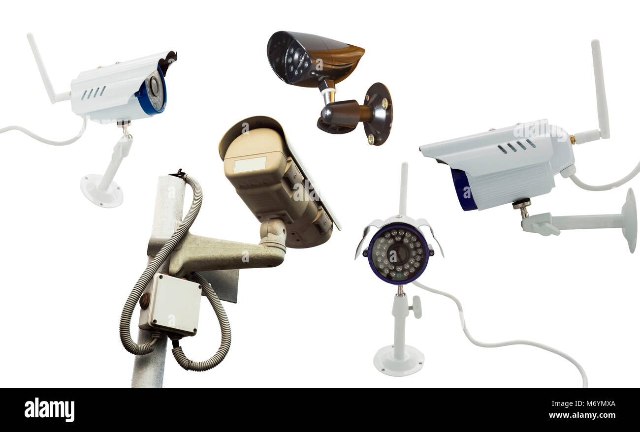 set of surveillance camera recording isolated on white background Stock ...