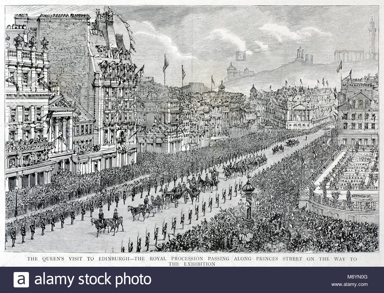 Queen Victoria and the Royal procession travel along Princes Street ...