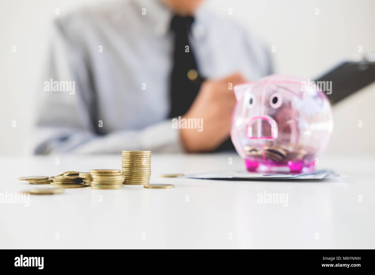business man counting money at the table, accounting concept Stock ...