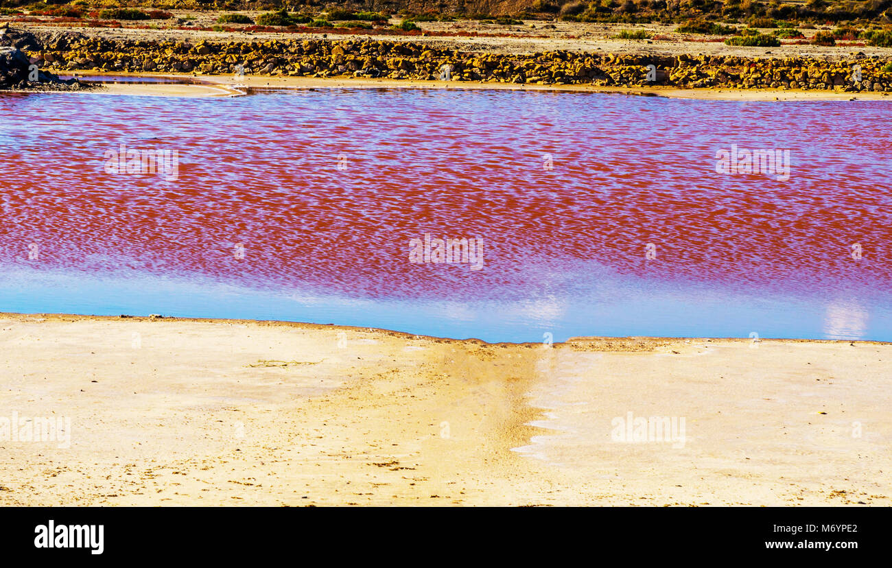 pink lake in spain, unusual phenomenon, mineral influence on water ...