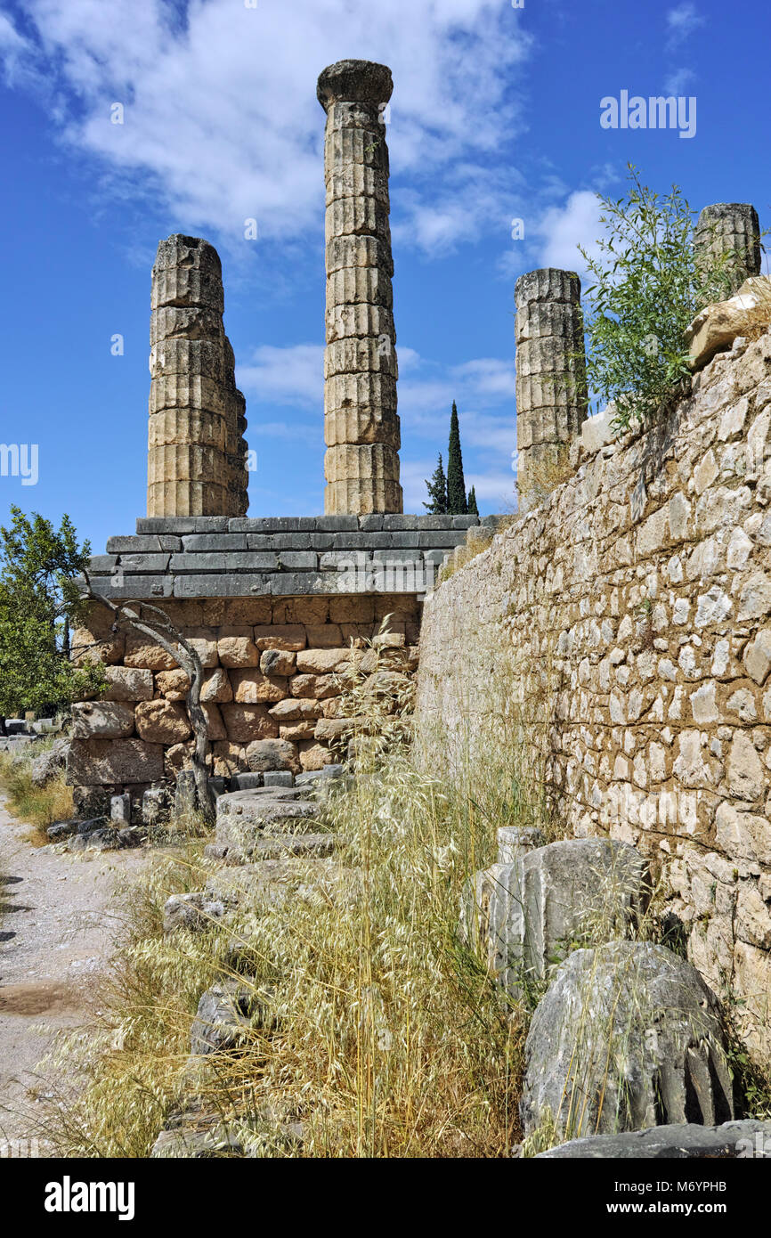 The Temple of Apollo in Ancient Greek archaeological site of Delphi ...