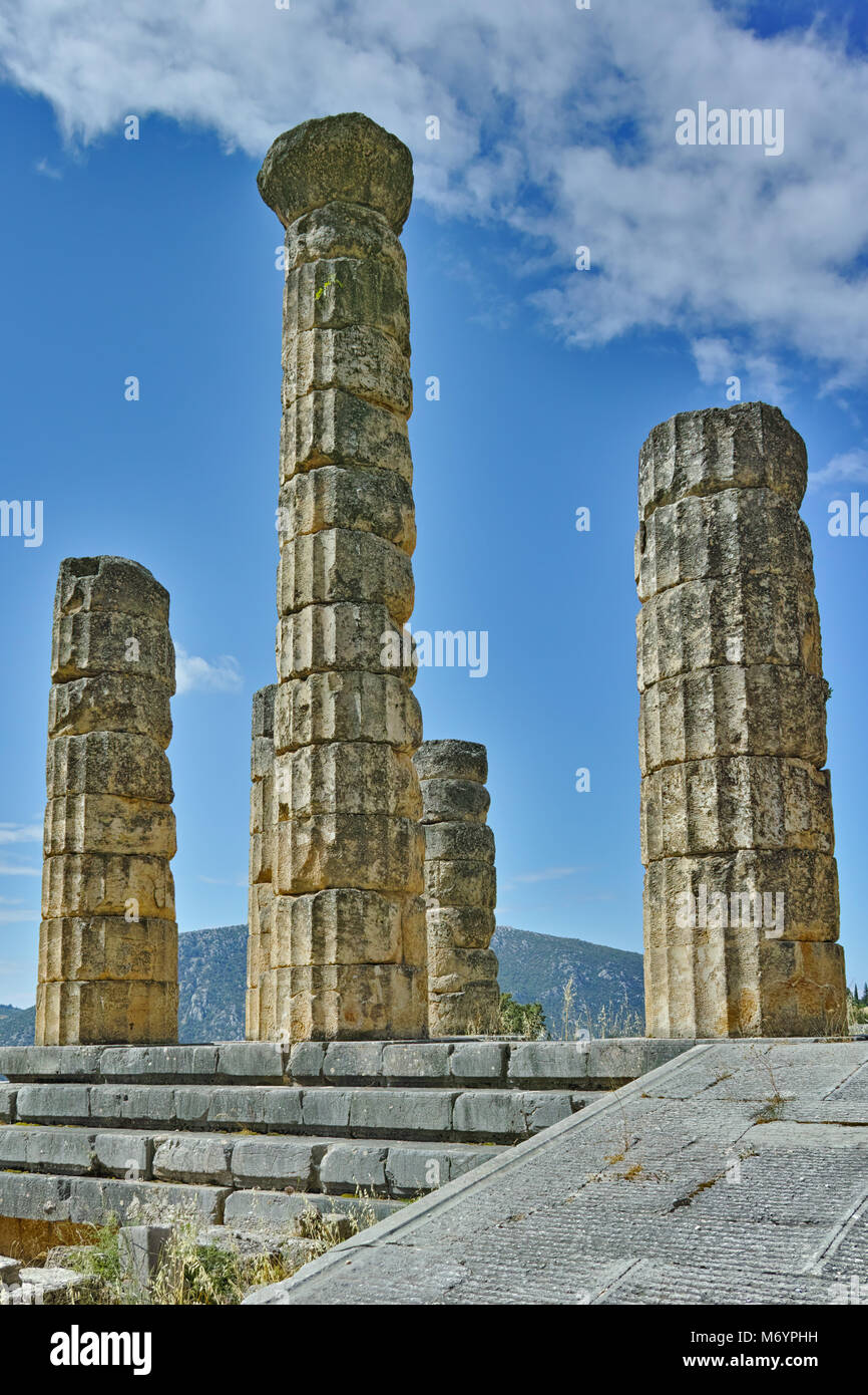 The Temple of Apollo in Ancient Greek archaeological site of Delphi ...