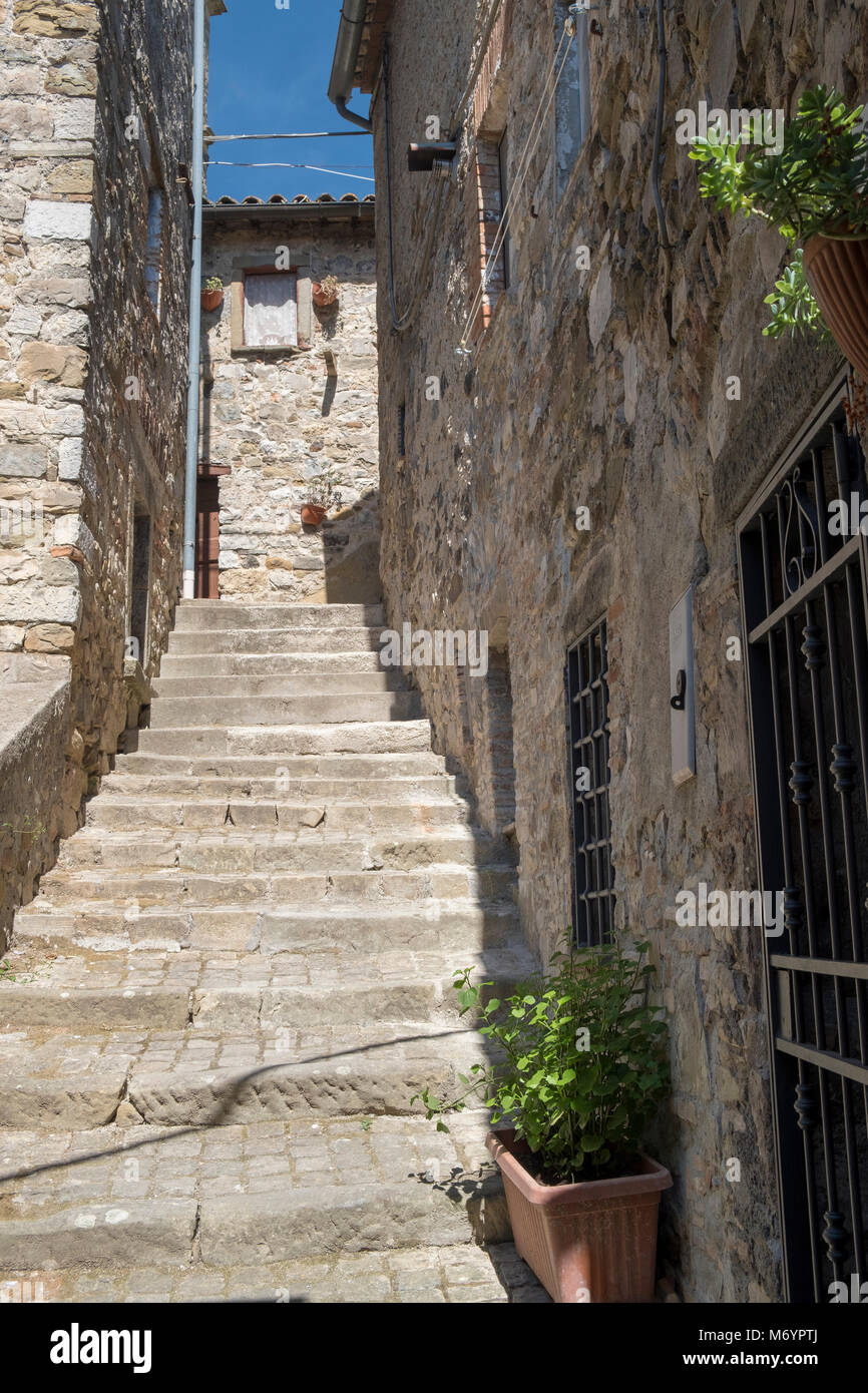 Historic town of Baschi (Terni, Umbria, Italy) at summer. Old typical ...