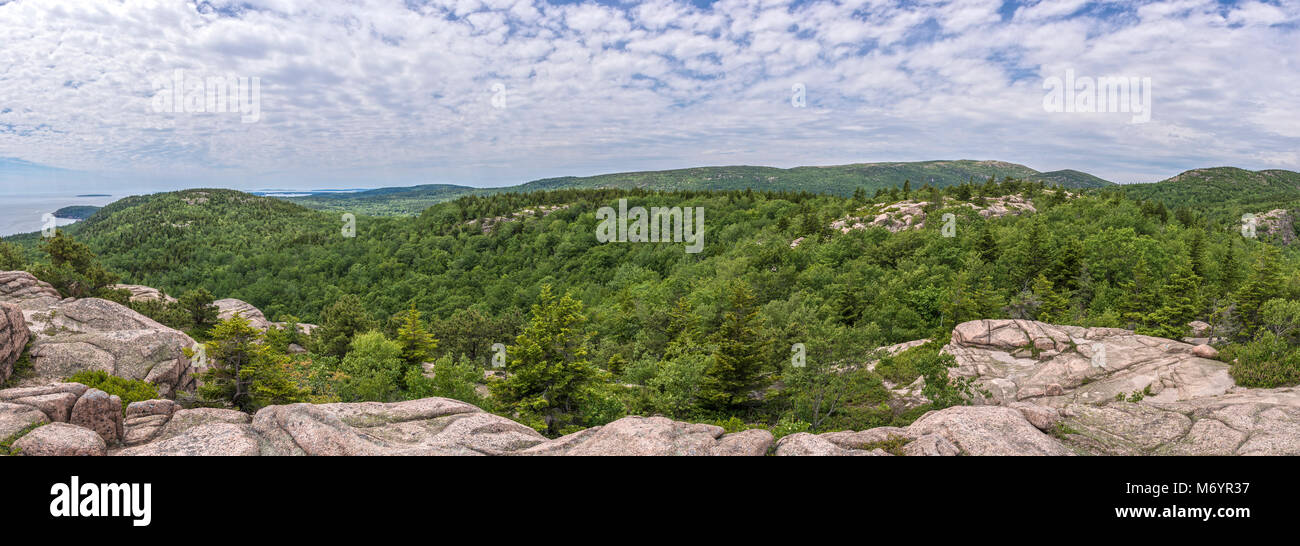 Panoramic View from the top of the Beehive Trail in Acadia National ...