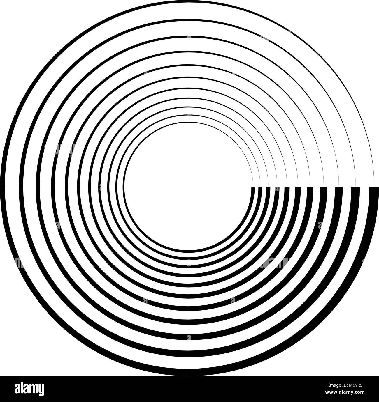 Geometric radial element. Abstract concentric, radial geometric motif ...