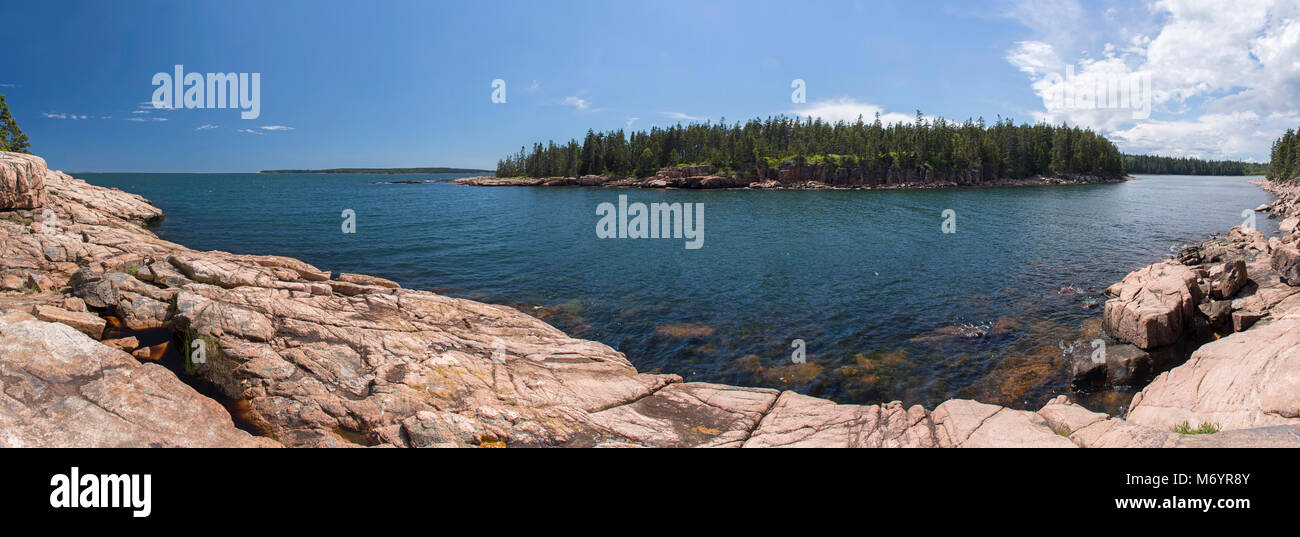 Panoramic Ocean View taken at the Ship Harbor Trail in Acadia National ...