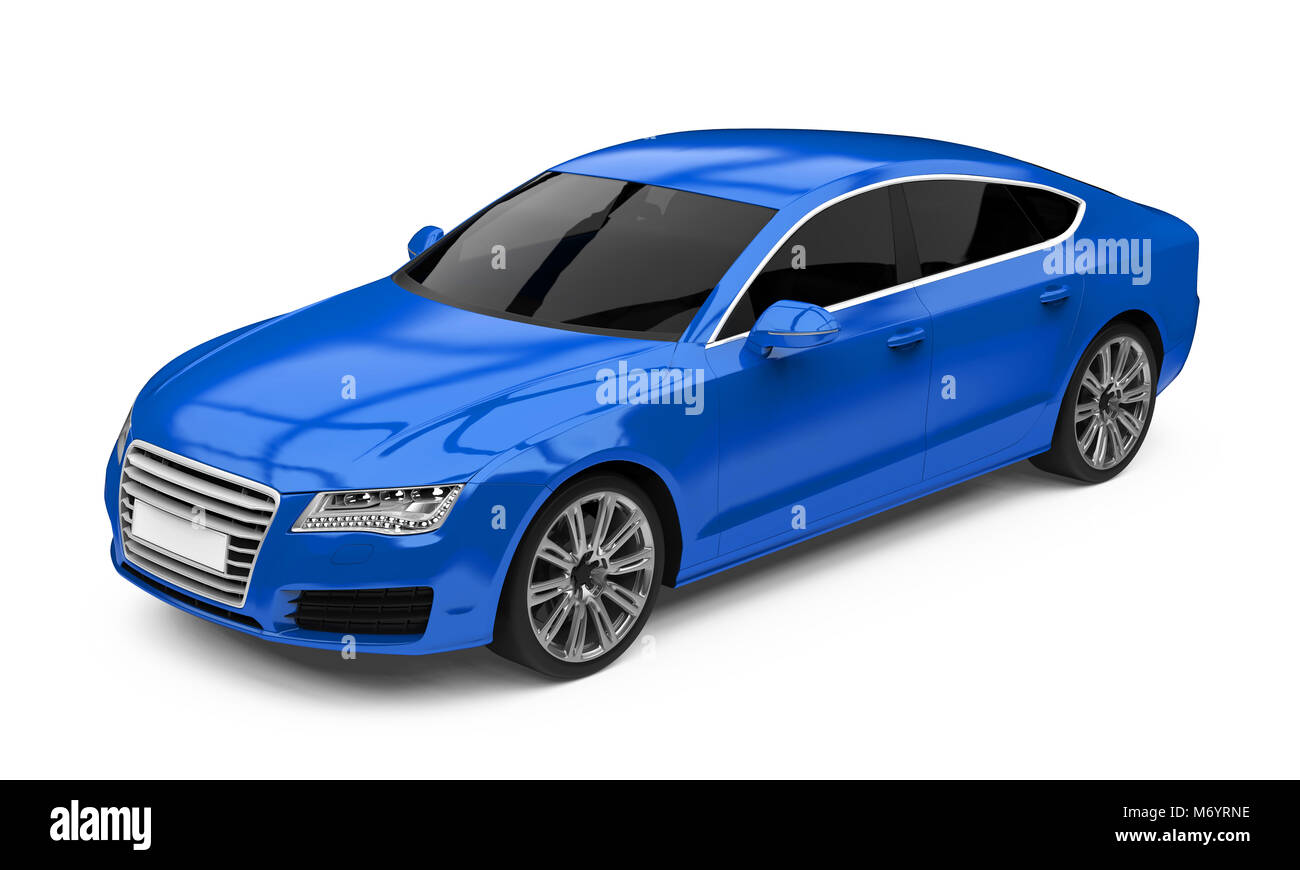 Luxury Blue Sedan Car Isolated Stock Photo - Alamy
