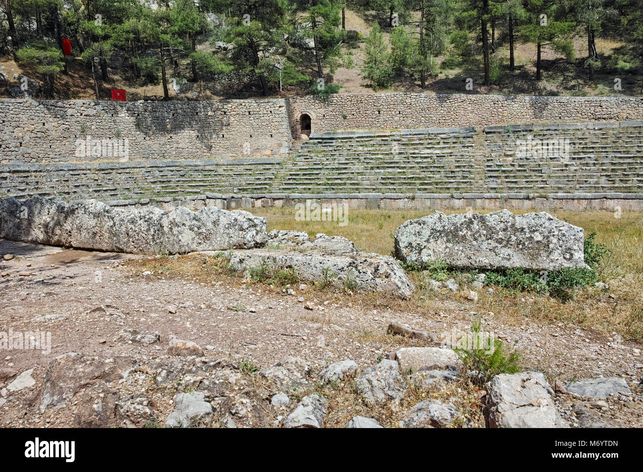 The mountain top stadium at Delphi, Central Greece Stock Photo - Alamy