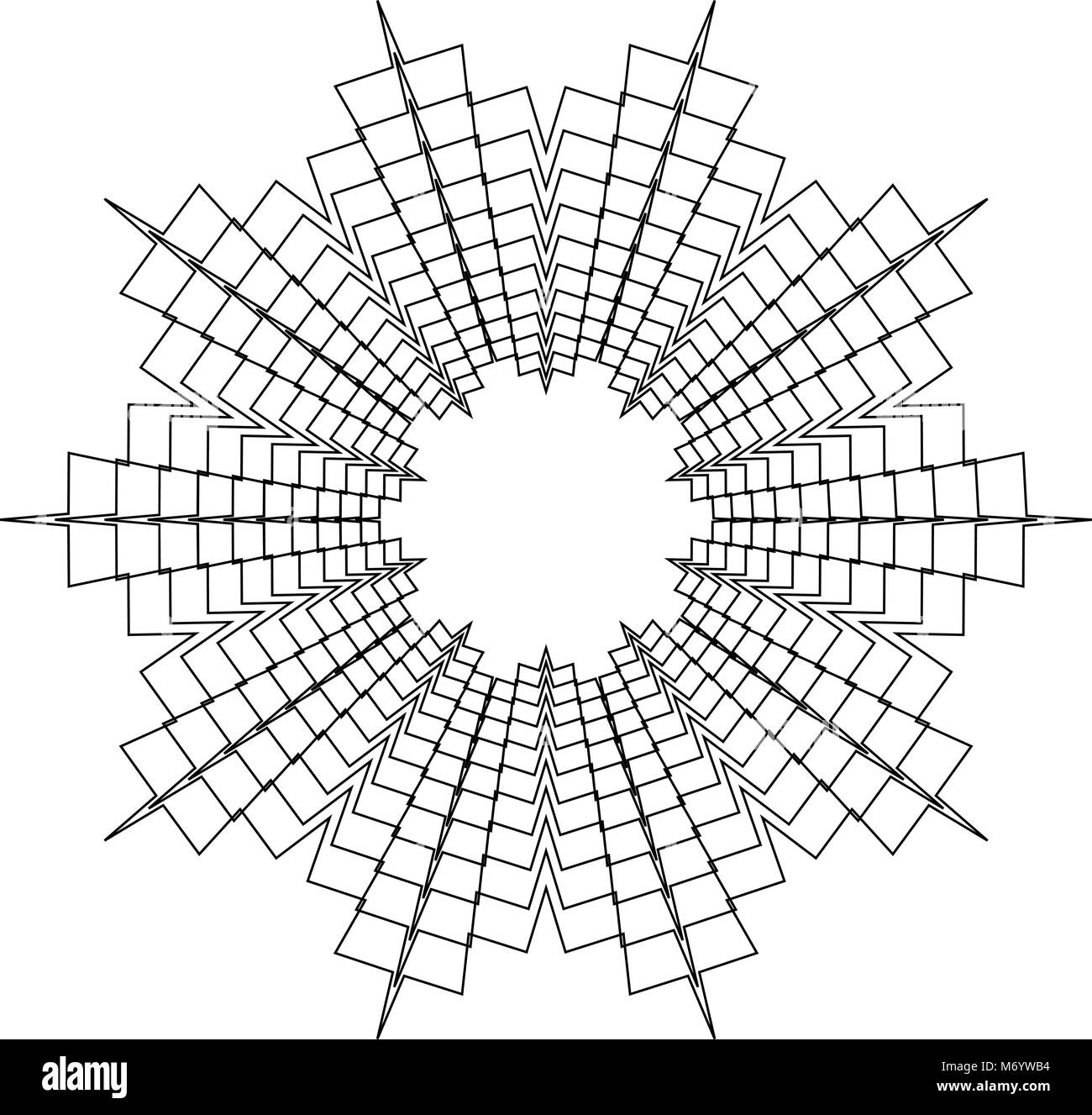Circular, radial abstract element on white. Radiating shape with distortion Stock Vector Image ...