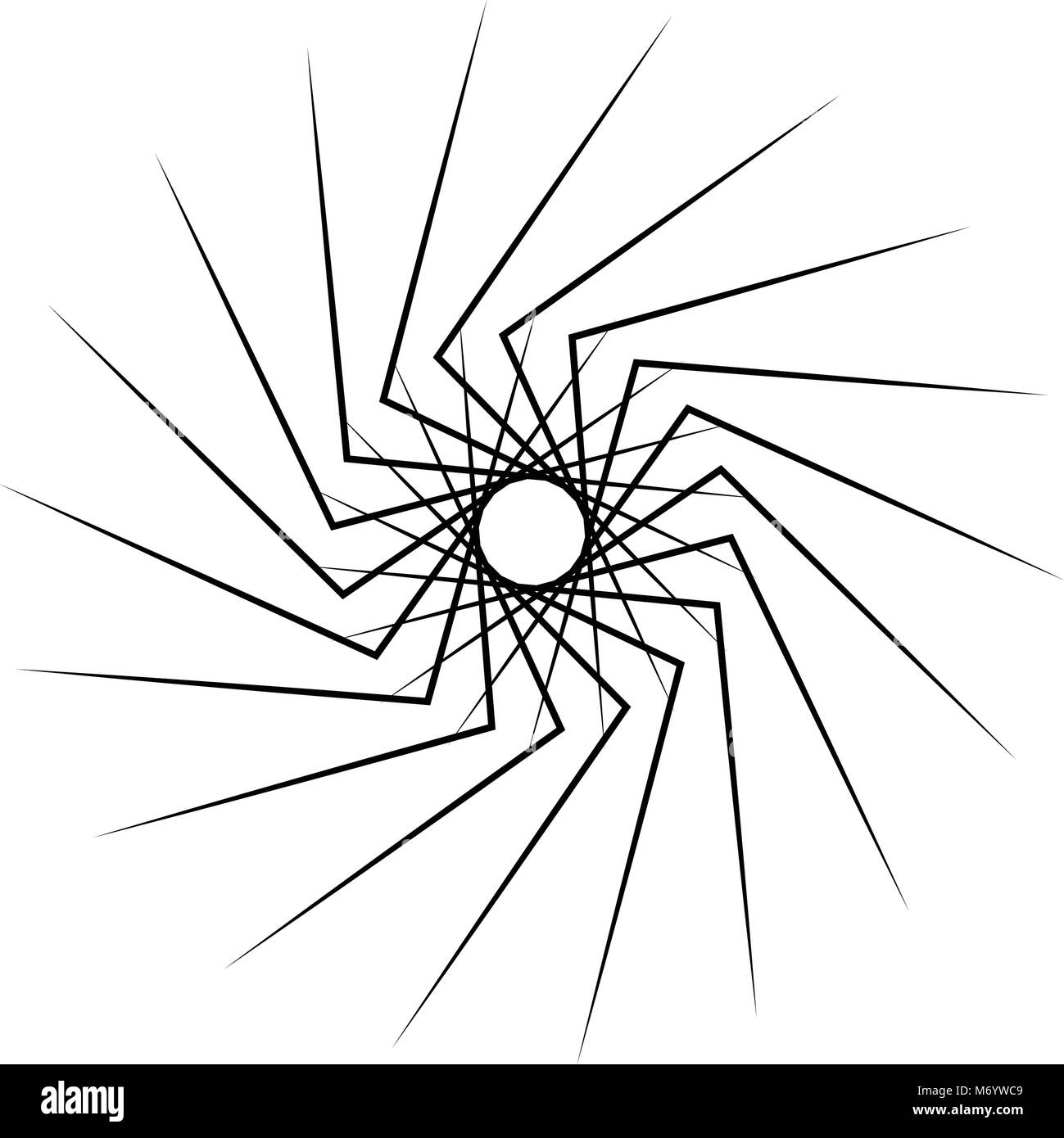 Circular, radial abstract element on white. Radiating shape with distortion Stock Vector Image ...