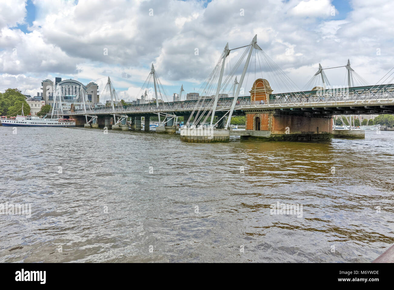 Golden Jubilee Bridges and Thames River, London, England, United ...