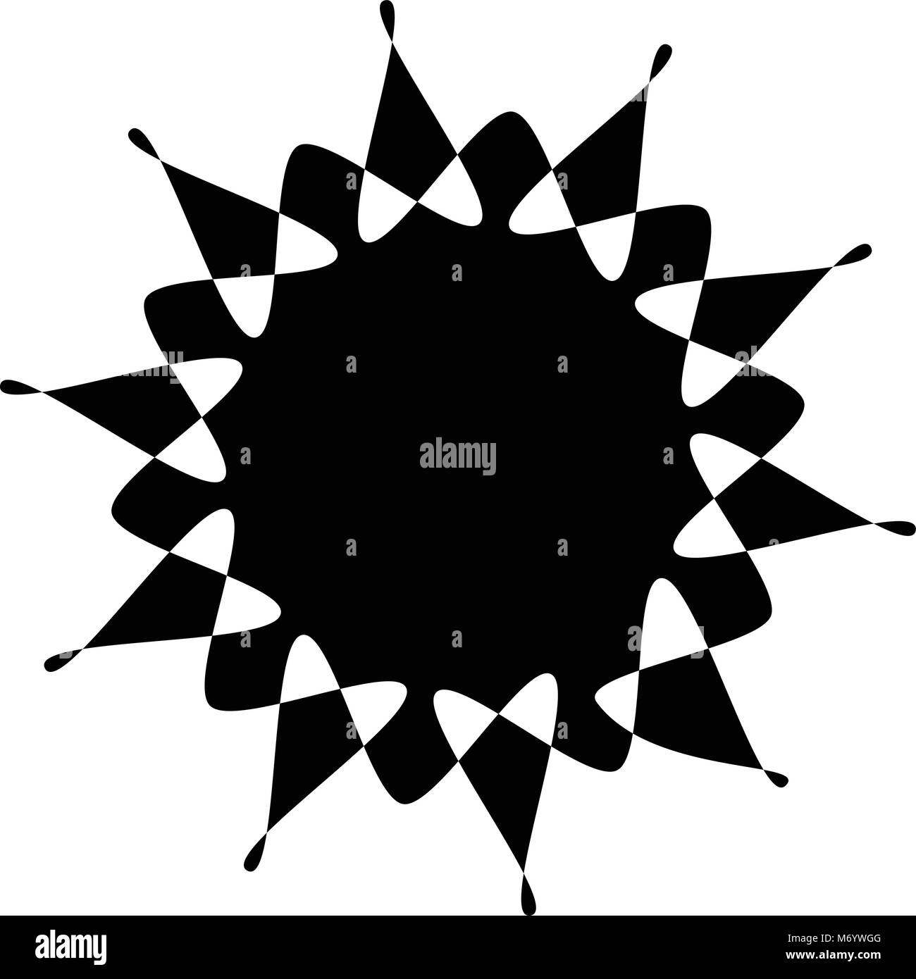 Circular, radial abstract element on white. Radiating shape with distortion Stock Vector Image ...