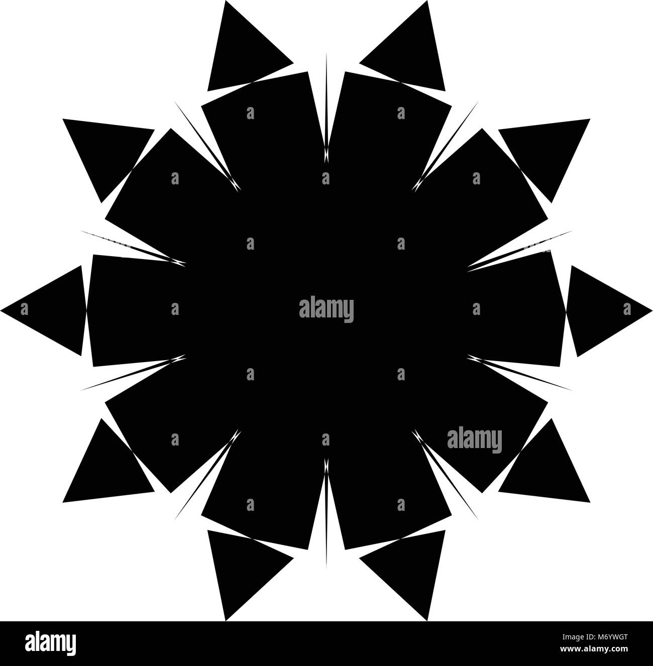 Circular, radial abstract element on white. Radiating shape with distortion Stock Vector Image ...