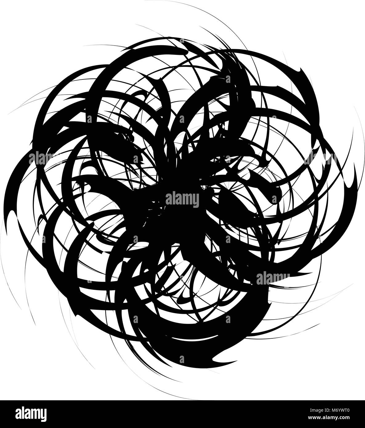 Circular, radial abstract element on white. Radiating shape with ...