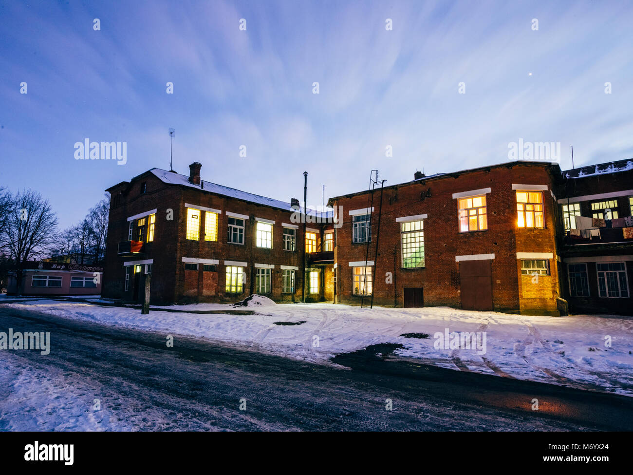 Brick historical building. House of Paper factory Workers, Belarus ...