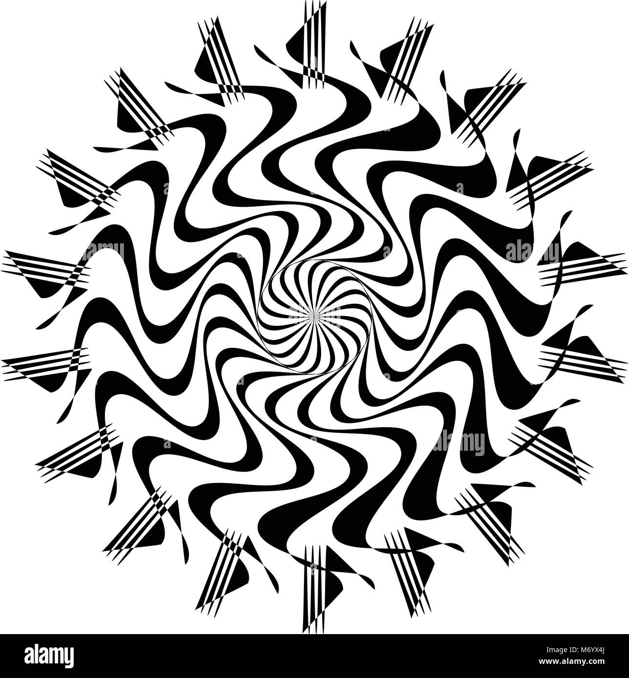 Circular, radial abstract element on white. Radiating shape with ...