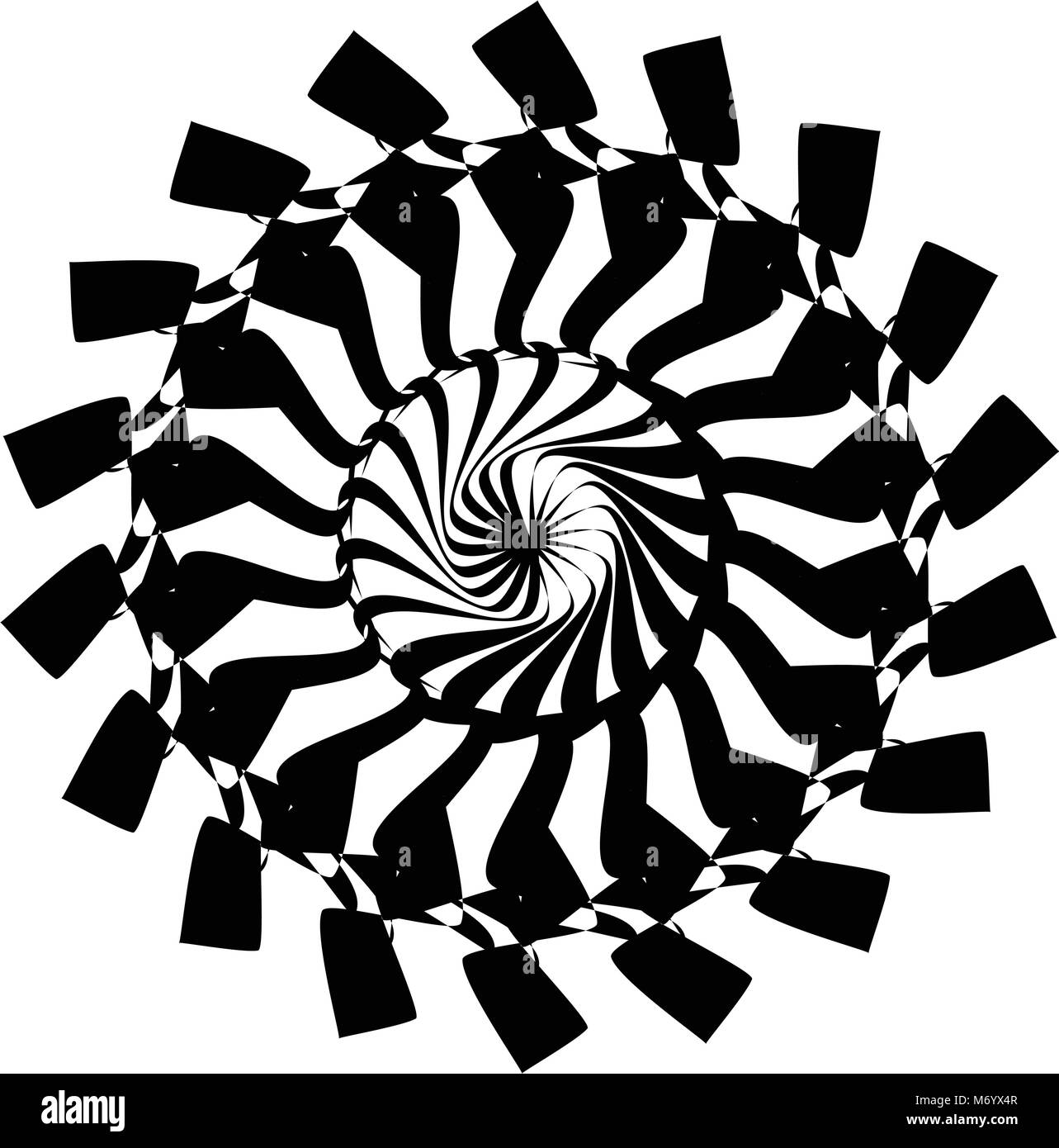 Circular, radial abstract element on white. Radiating shape with ...