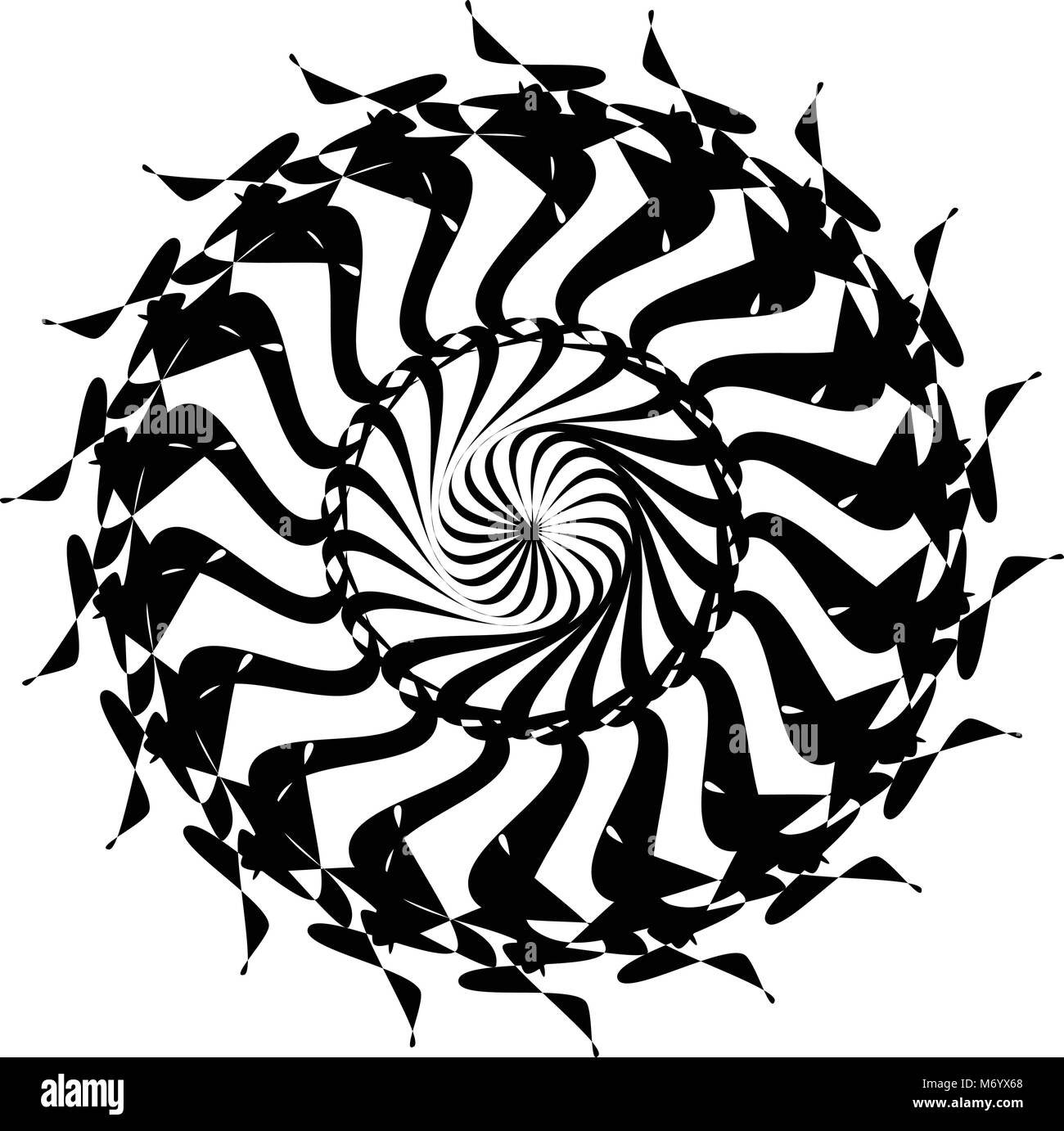 Circular, radial abstract element on white. Radiating shape with ...