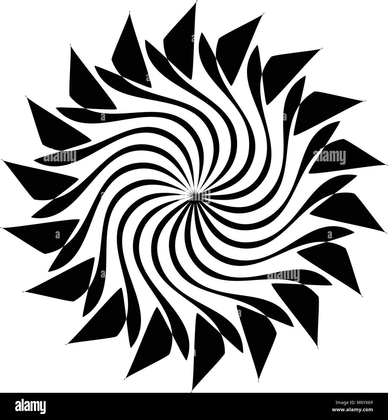 Circular, radial abstract element on white. Radiating shape with distortion Stock Vector Image ...