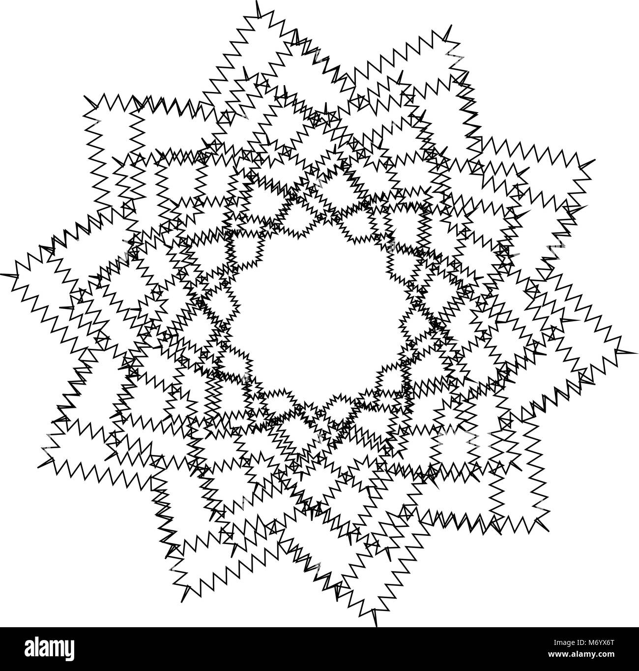 Circular, radial abstract element on white. Radiating shape with ...