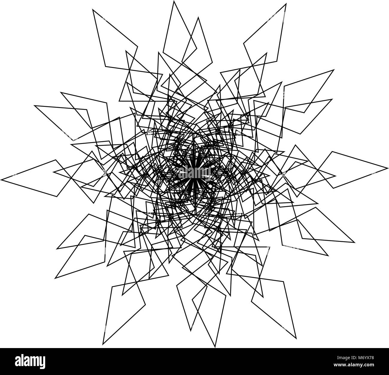 Circular, radial abstract element on white. Radiating shape with ...